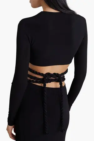 DION LEE Cropped Stretch-jersey Wrap Top