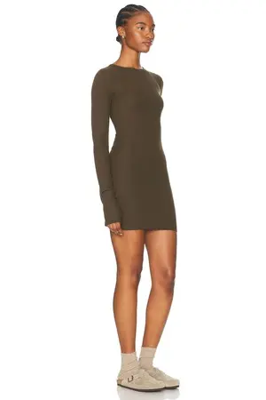 Eterne Long Sleeve Crewneck Mini Dress - Moss