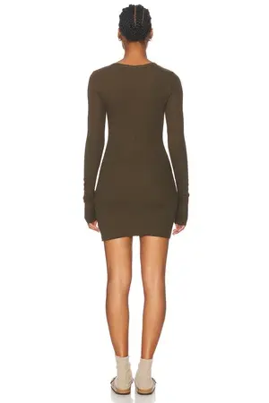Eterne Long Sleeve Crewneck Mini Dress - Moss