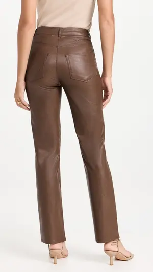 Paige Stella Faux Leather Straight Leg Jeans