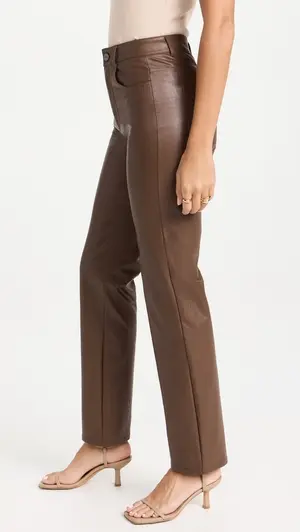 Paige Stella Faux Leather Straight Leg Jeans