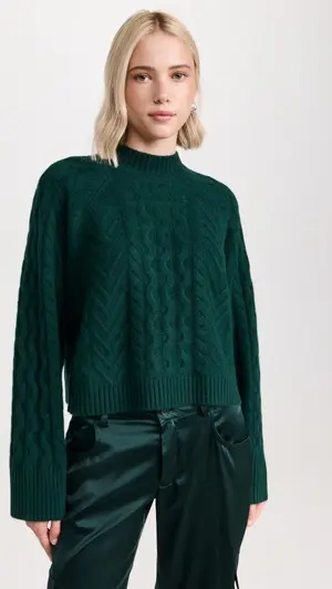 Sablyn Sablyn Cable Knit Cashmere Sweater Deep Forest