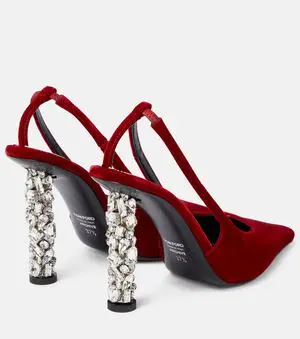 TOM FORD Embellished Velvet Slingback Pumps