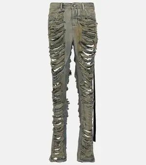 Rick Owens Distressed Low-rise Jeans - Grey