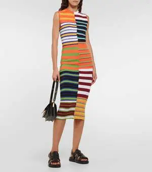 Marni Striped Wool Midi Dress