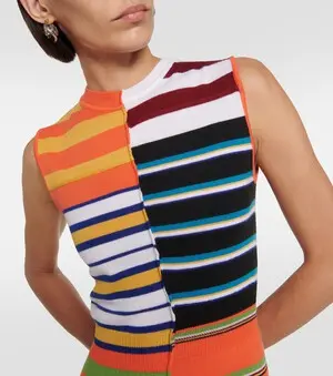 Marni Striped Wool Midi Dress