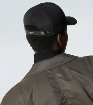 TOM FORD Embroidered Canvas And Leather Cap - Black