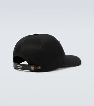 TOM FORD Embroidered Canvas And Leather Cap - Black
