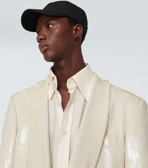 TOM FORD Embroidered Canvas And Leather Cap