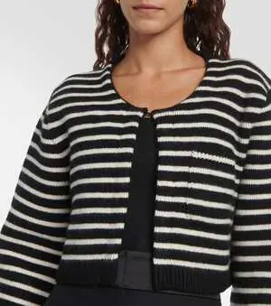 Khaite Calix Striped Cashmere-blend Cardigan