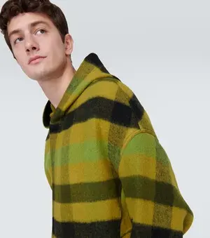 Rick Owens Checked Wool Hooded Coat