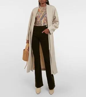 FRAME Le Slim Palazzo Corduroy Pants - Green