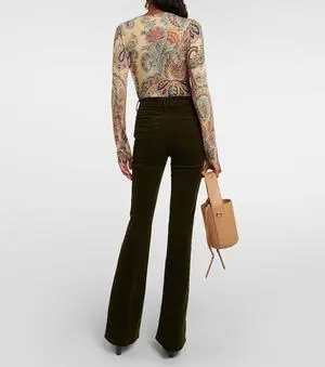 FRAME Le Slim Palazzo Corduroy Pants - Green