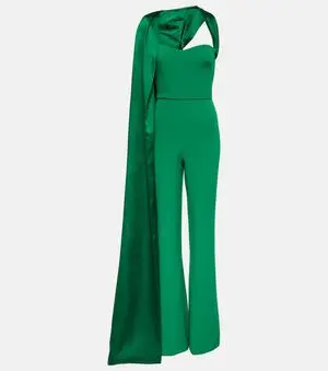 Safiyaa Lollian Marmont Caped Jumpsuit - Green