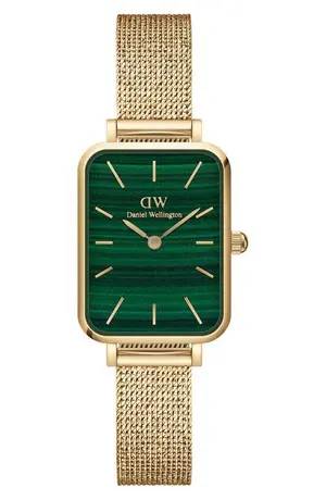 DANIEL WELLINGTON Daniel Wellington Quadro Pressed Evergold Mesh Bracelet Watch Gold/green