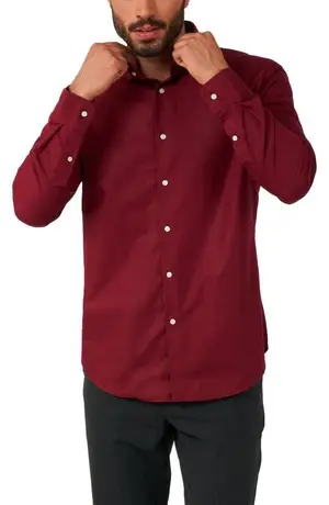 Opposuits Blazing Burgundy Solid Button-up Shirt