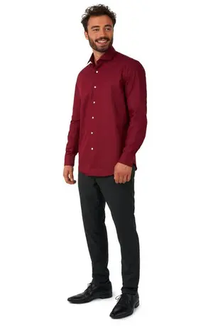 Opposuits Blazing Burgundy Solid Button-up Shirt