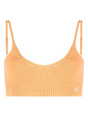 Calvin Klein Logo-embroidery Knitted Bralette