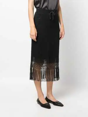 Brunello Cucinelli Fringed Edge Midi Skirt
