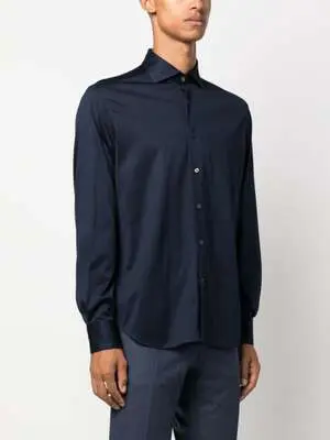 Corneliani Classic-collar Cotton Shirt - Blue