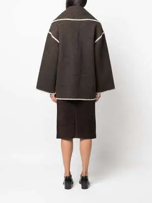 TOTEME Embroidered Scarf Jacket - Brown