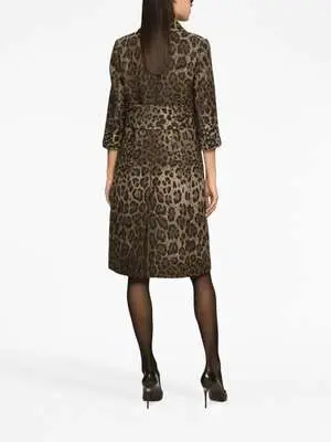 Dolce & Gabbana Leopard-jacquard Mid-length Dress - Brown