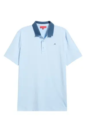 REDVANLY Darby Contrast Collar Performance Golf Polo - Arctic