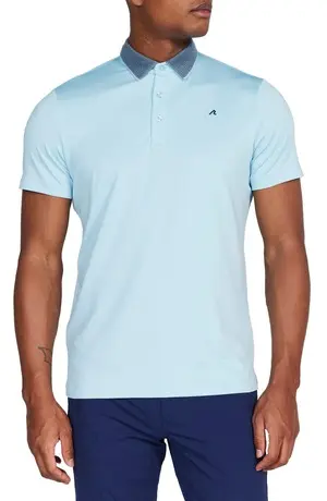 REDVANLY Darby Contrast Collar Performance Golf Polo Stratosphere