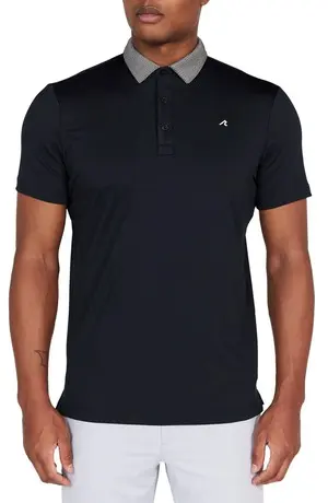 REDVANLY Darby Contrast Collar Performance Golf Polo Tuxedo