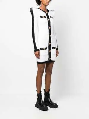 Balmain Contrasting Trim Bouclé Minidress