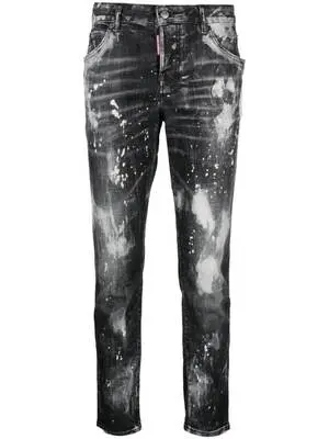 Dsquared2 Paint Splatter-effect Cropped Jeans - Black