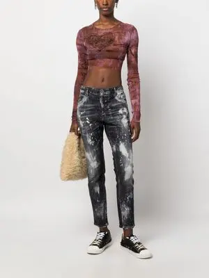 Dsquared2 Paint Splatter-effect Cropped Jeans