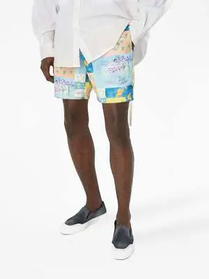 John Elliott Grid-print Shorts