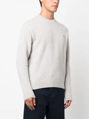 Maison Kitsuné Fox-patch Wool Jumper - Grey