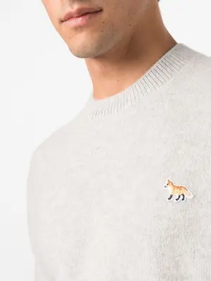 Maison Kitsuné Fox-patch Wool Jumper - Grey