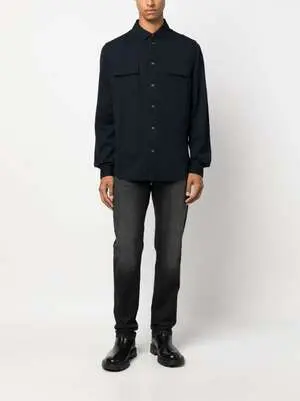 Kiton Logo-embroidered Stretch-cotton Shirt - Blue