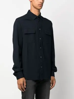 Kiton Logo-embroidered Stretch-cotton Shirt - Blue