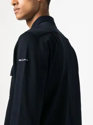 Kiton Logo-embroidered Stretch-cotton Shirt - Blue