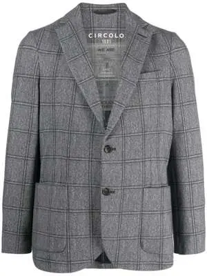 CIRCOLO 1901 Plaid-check Single-breasted Blazer - Blue