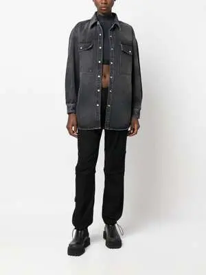 Palm Angels Logo-patch Denim Shirt - Black