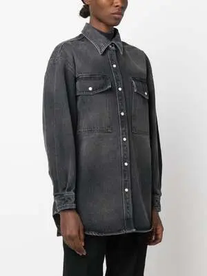 Palm Angels Logo-patch Denim Shirt