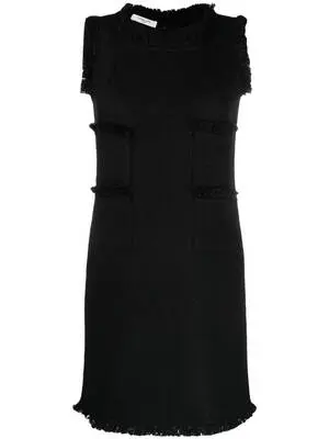 CHARLOTT Fringe-trim Knitted Midi Dress - Black