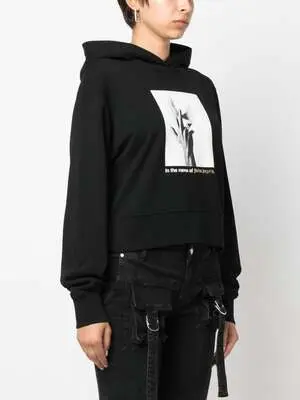 Palm Angels Cropped Photograph Print Hoodie