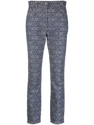 Moschino Logo-jacquard High-rise Slim-cut Jeans
