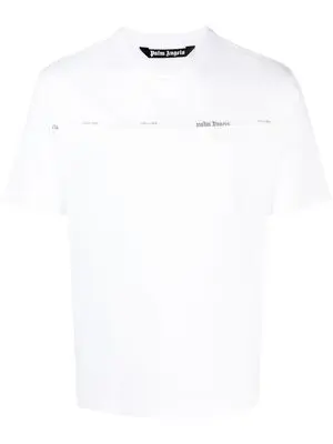 Palm Angels Logo-stripe Crew-neck T-shirt