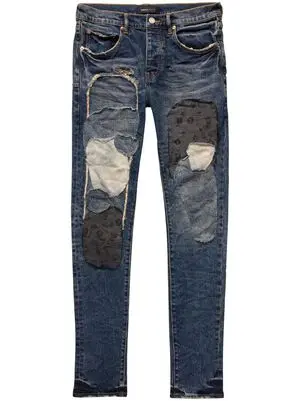 PURPLE BRAND Patch-detail Low-rise Skinny Jeans