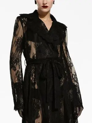 Dolce & Gabbana Lace Panel Long-sleeve Coat