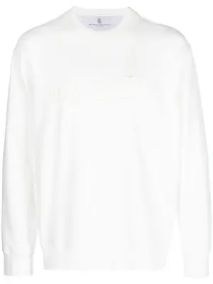 Brunello Cucinelli Logo-embroidered Cotton Sweatshirt - White