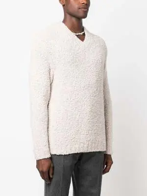 SUNFLOWER Brushed-effect V-neck Jumper - Neutrals