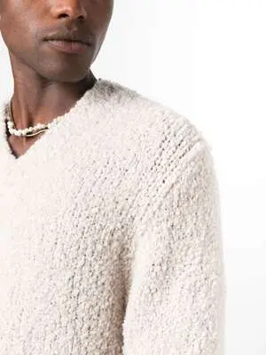 SUNFLOWER Brushed-effect V-neck Jumper - Neutrals